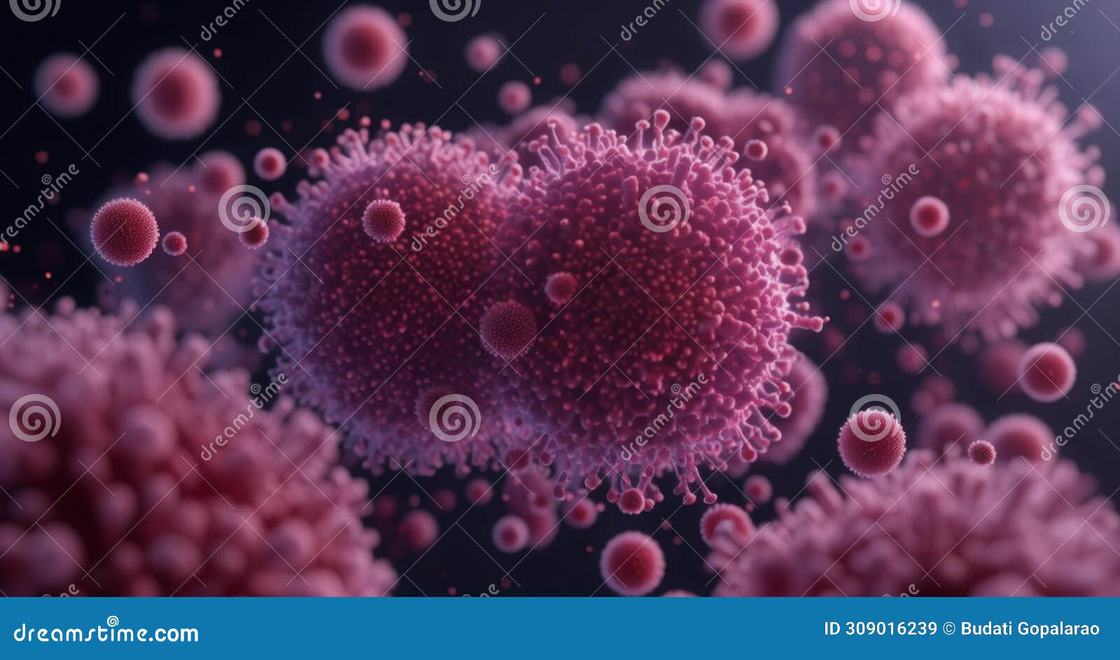 Viral Particles in a Microscopic View, Illustrating the Spread of a ...
