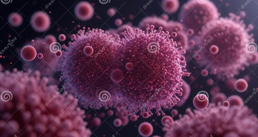 Viral Particles in a Microscopic View, Illustrating the Spread of a ...