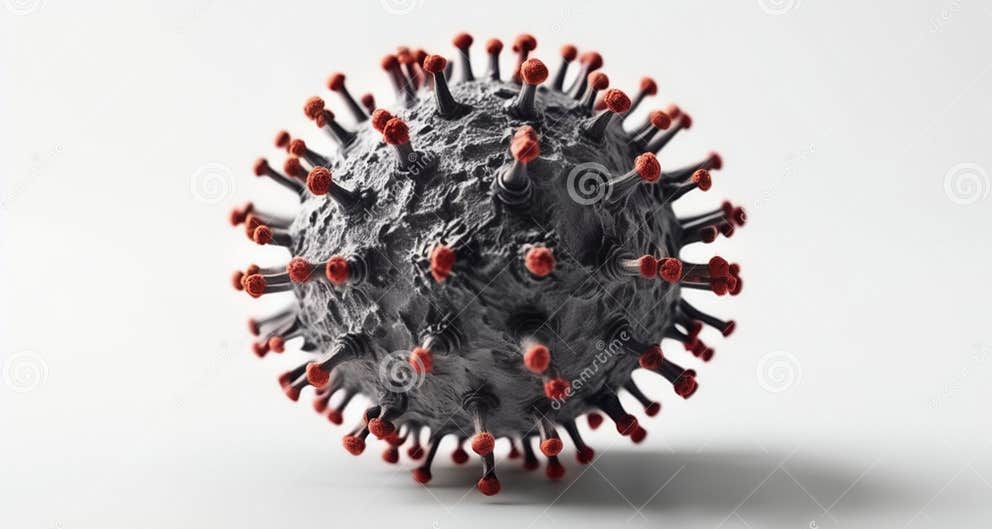 Viral Threat - a 3D Rendering of a Virus with Red Spikes Stock ...