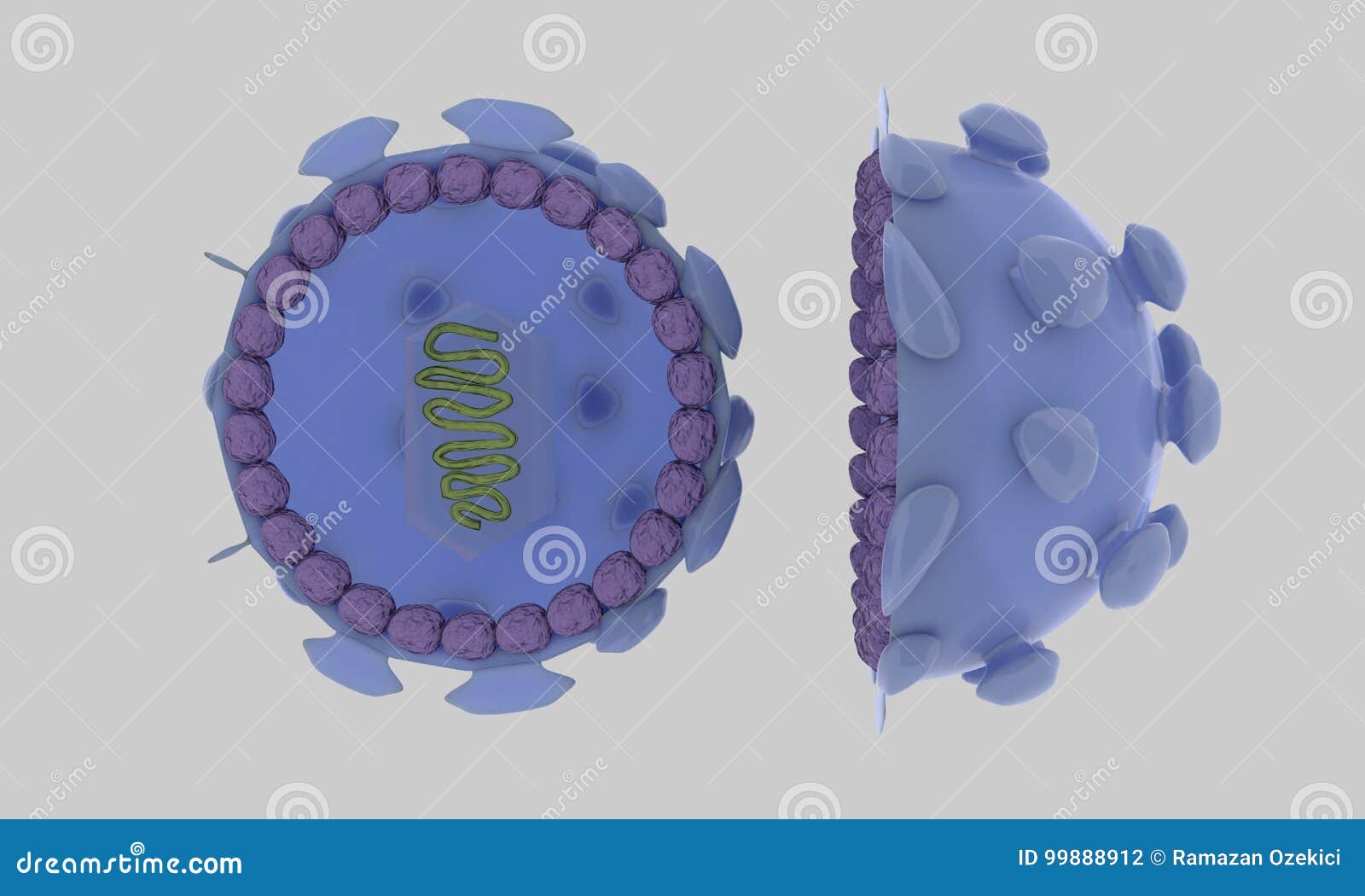 Viral Tissue Virus Microscopic, 3d Stock Illustration - Illustration of ...