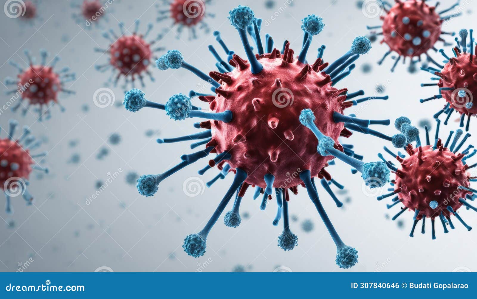 Viral Transmission Illustrated with 3D Rendering of Viruses Stock ...