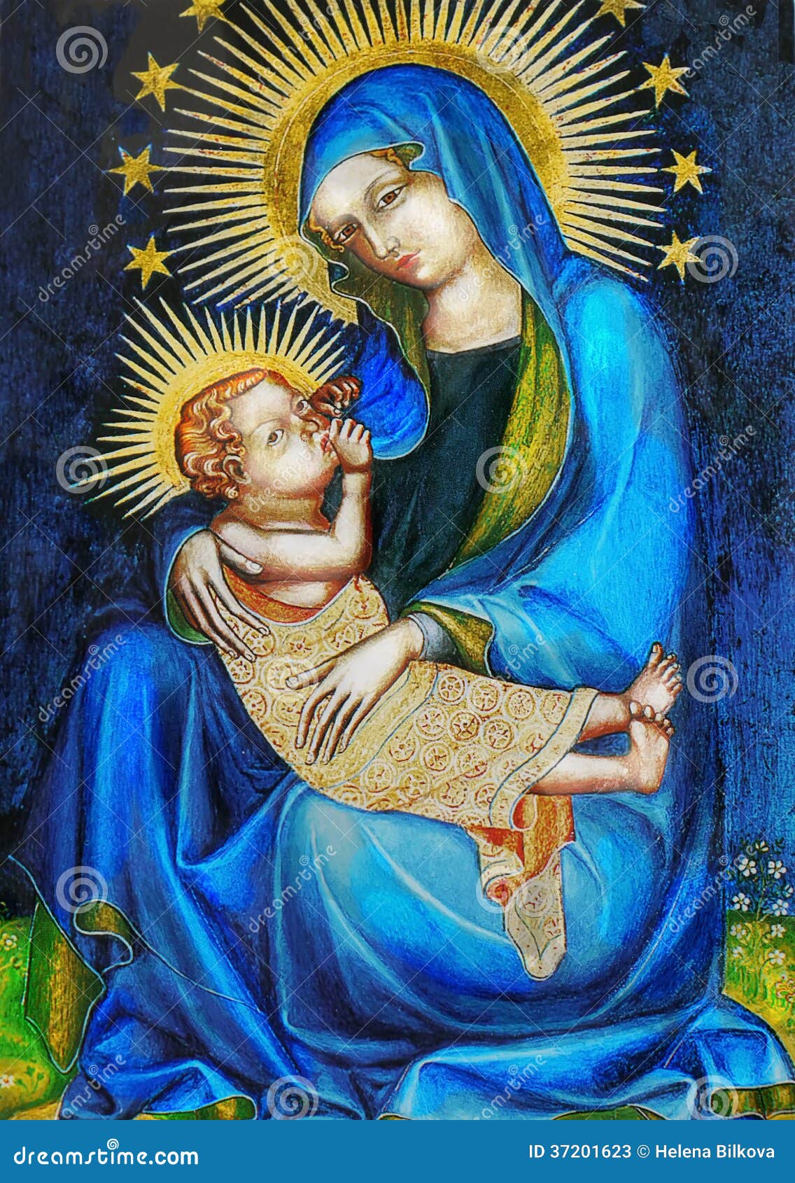 Virgen María y Jesús imagen de archivo. Imagen de pintura - 37201623