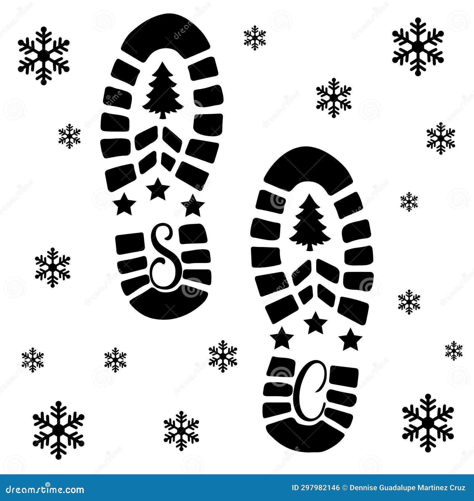 Santa S Footprint on White Background Claus Cutting Foot Template Santa ...