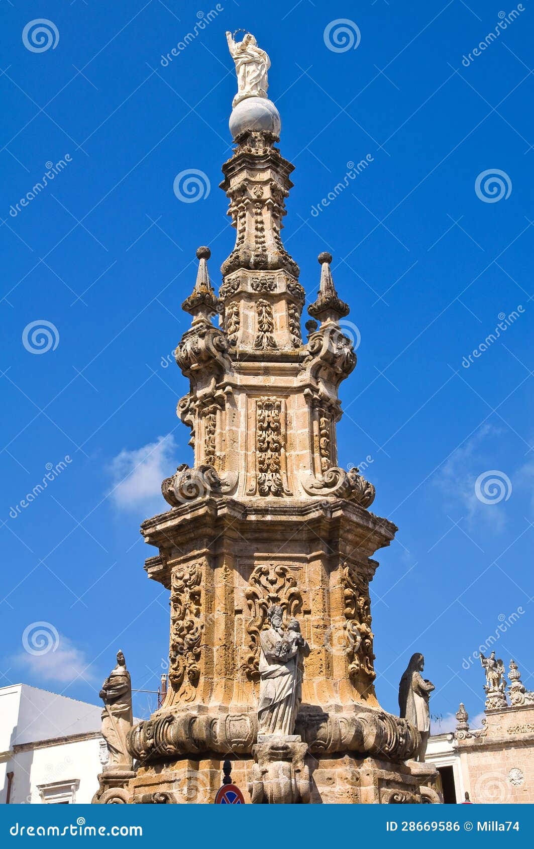 Virgin Column. Nardo. Puglia. Italy Stock Photo - Image of basrelief ...