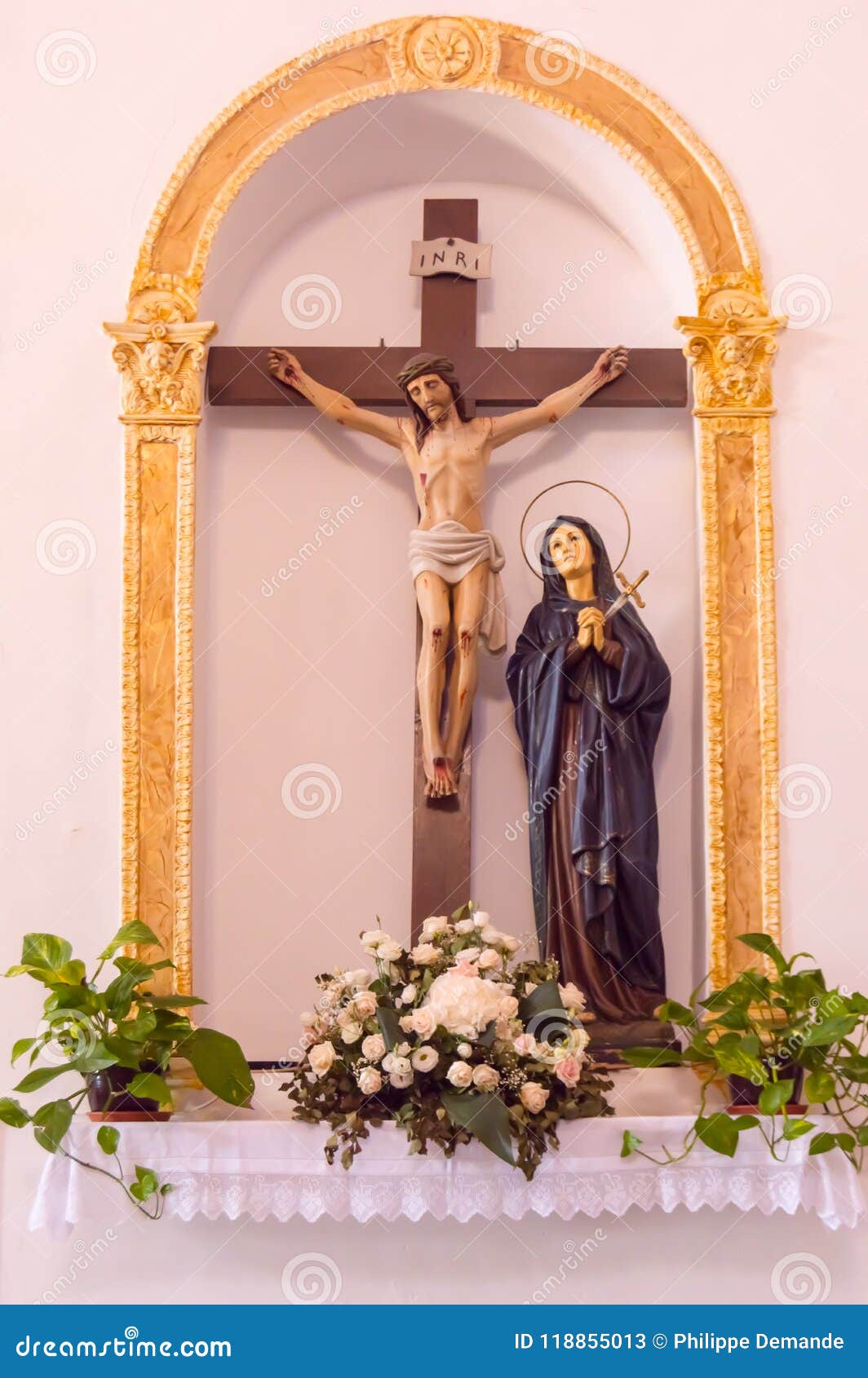 The Virgin Mary Before The Cross Of Jesus Christ In The Sanctuar ... The Virgin Mary Before The Cross Of Jesus Christ In The Sanctuar ...