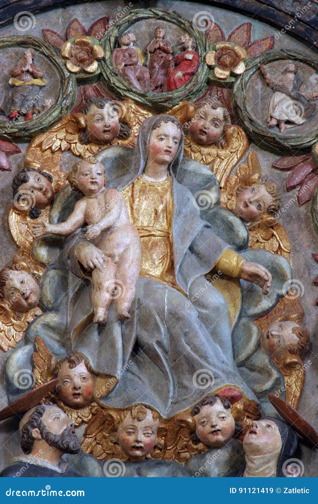Virgin Mary Queen of the Holy Rosary Stock Image - Image of blessed ...