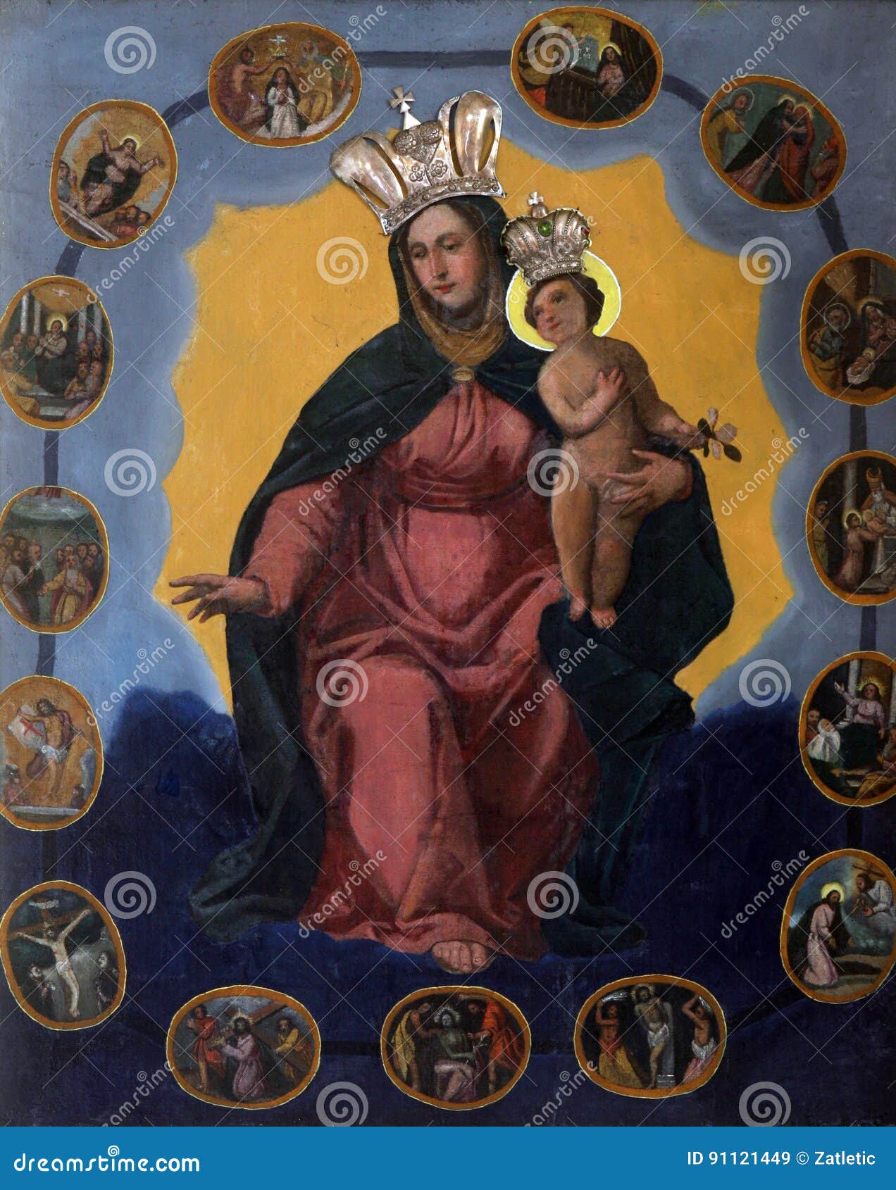 Virgin Mary Queen of the Holy Rosary Stock Image - Image of beautiful ...
