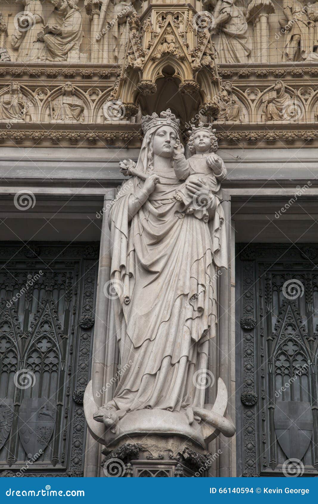 Statues On The Cathedral-Basilica Of Mary, Queen Of The World Stock ...