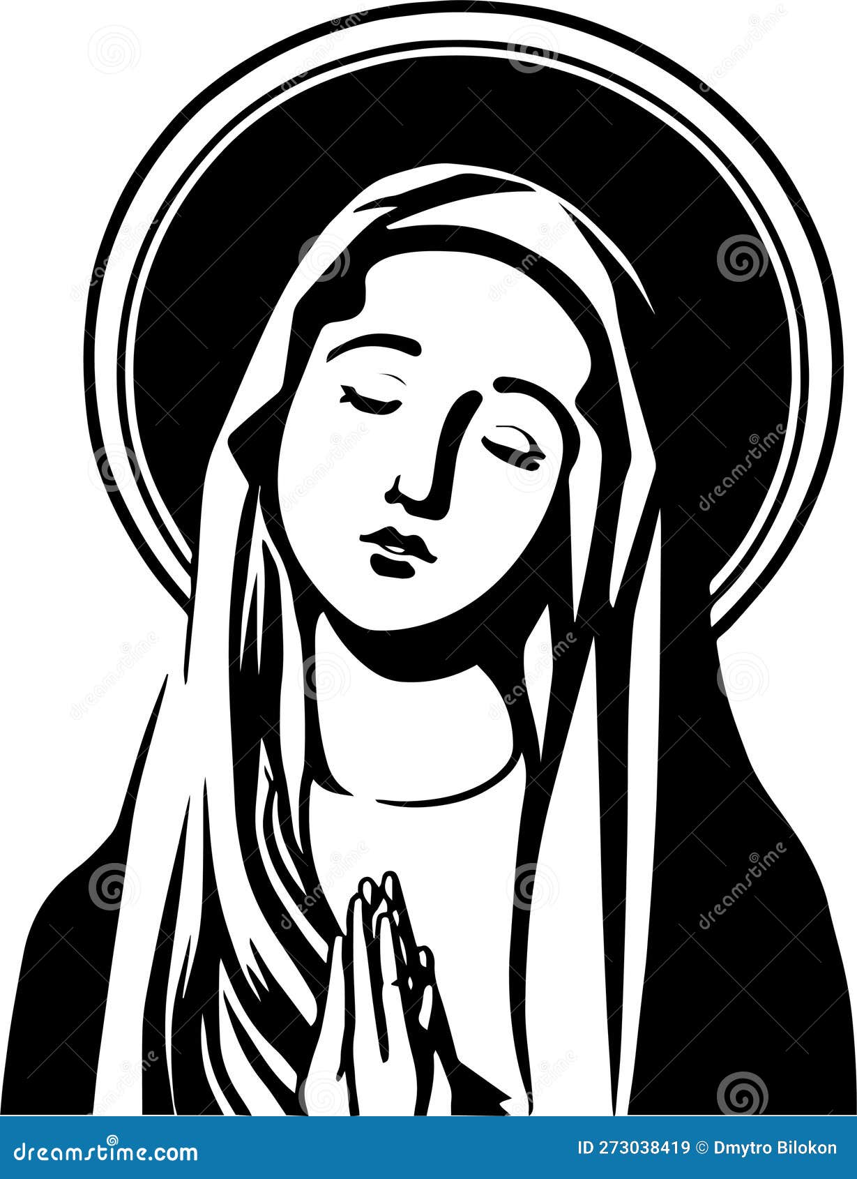 Virgin Mary Vector Illustration Stock Vector - Illustration of religion ...