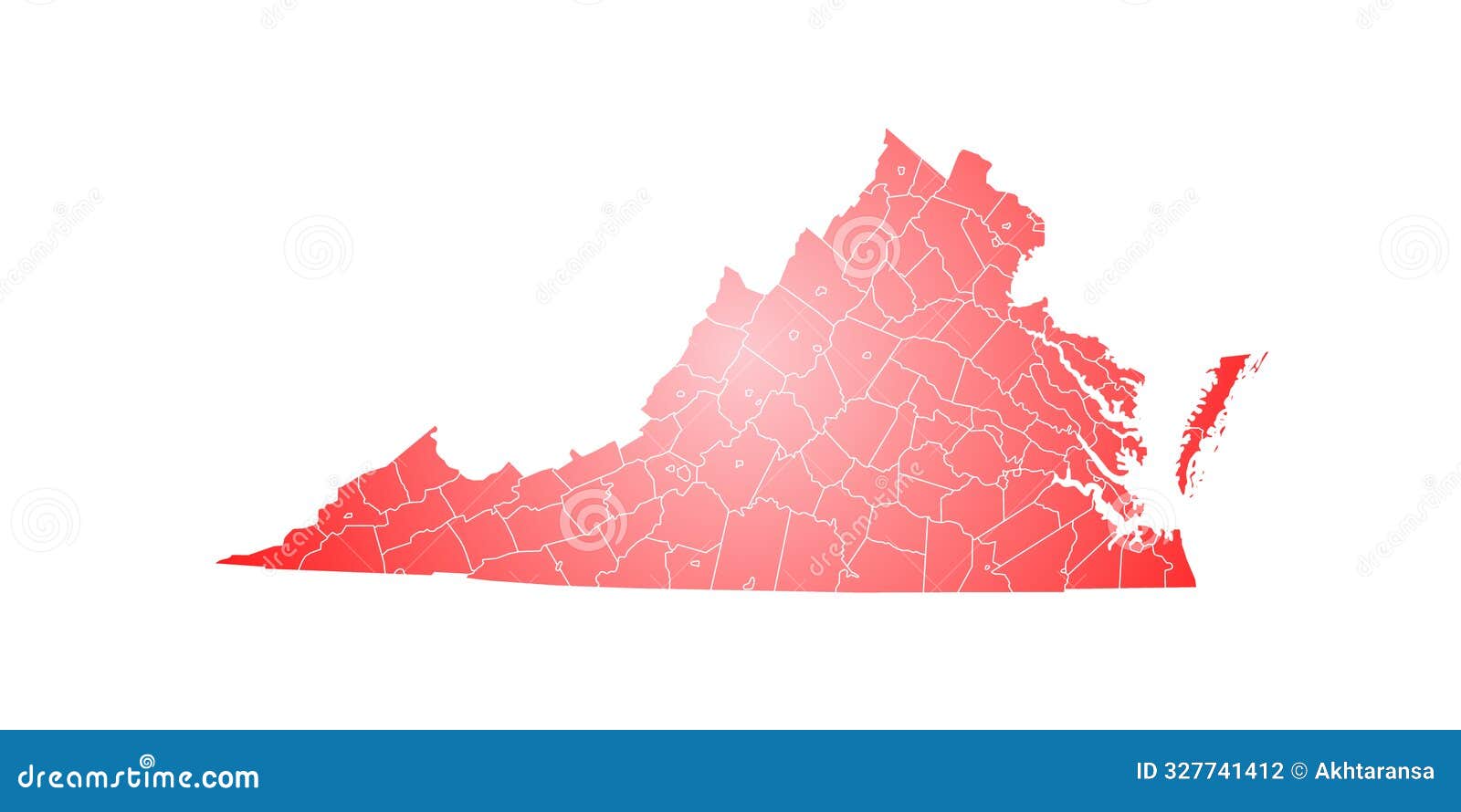Virginia Administrative Map. Counties Map Of Virginia With Color, Blank ...
