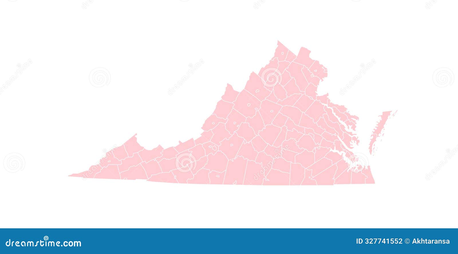 Virginia Administrative Map. Counties Map of Virginia with Color, Blank ...