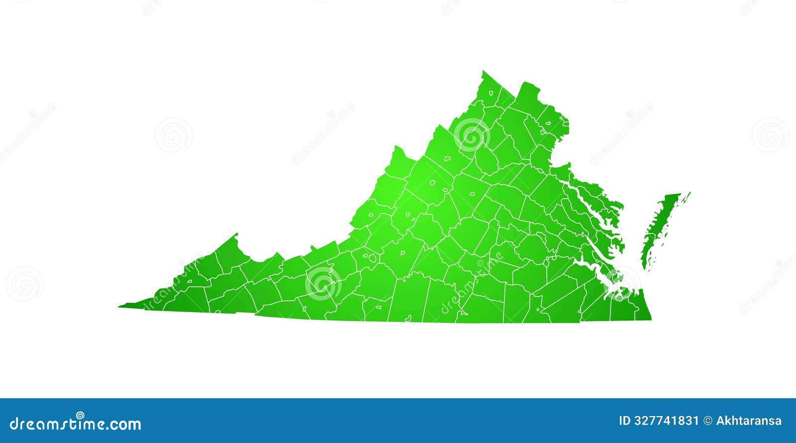 Virginia Administrative Map. Counties Map Of Virginia With Color, Blank ...