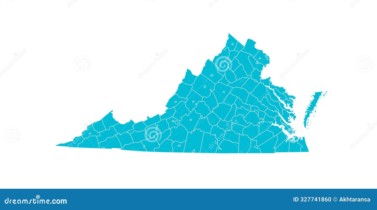 Virginia Administrative Map. Counties Map Of Virginia With Color, Blank ...