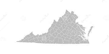 Virginia Administrative Map. Counties Map of Virginia with Color, Blank ...