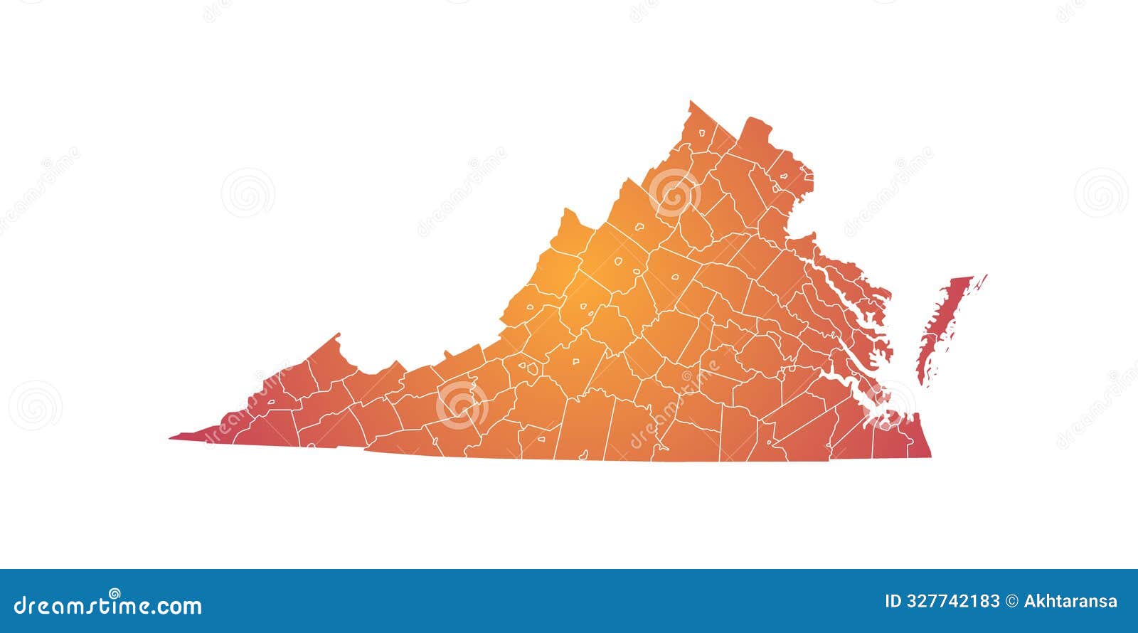 Virginia Administrative Map. Counties Map Of Virginia With Color, Blank ...