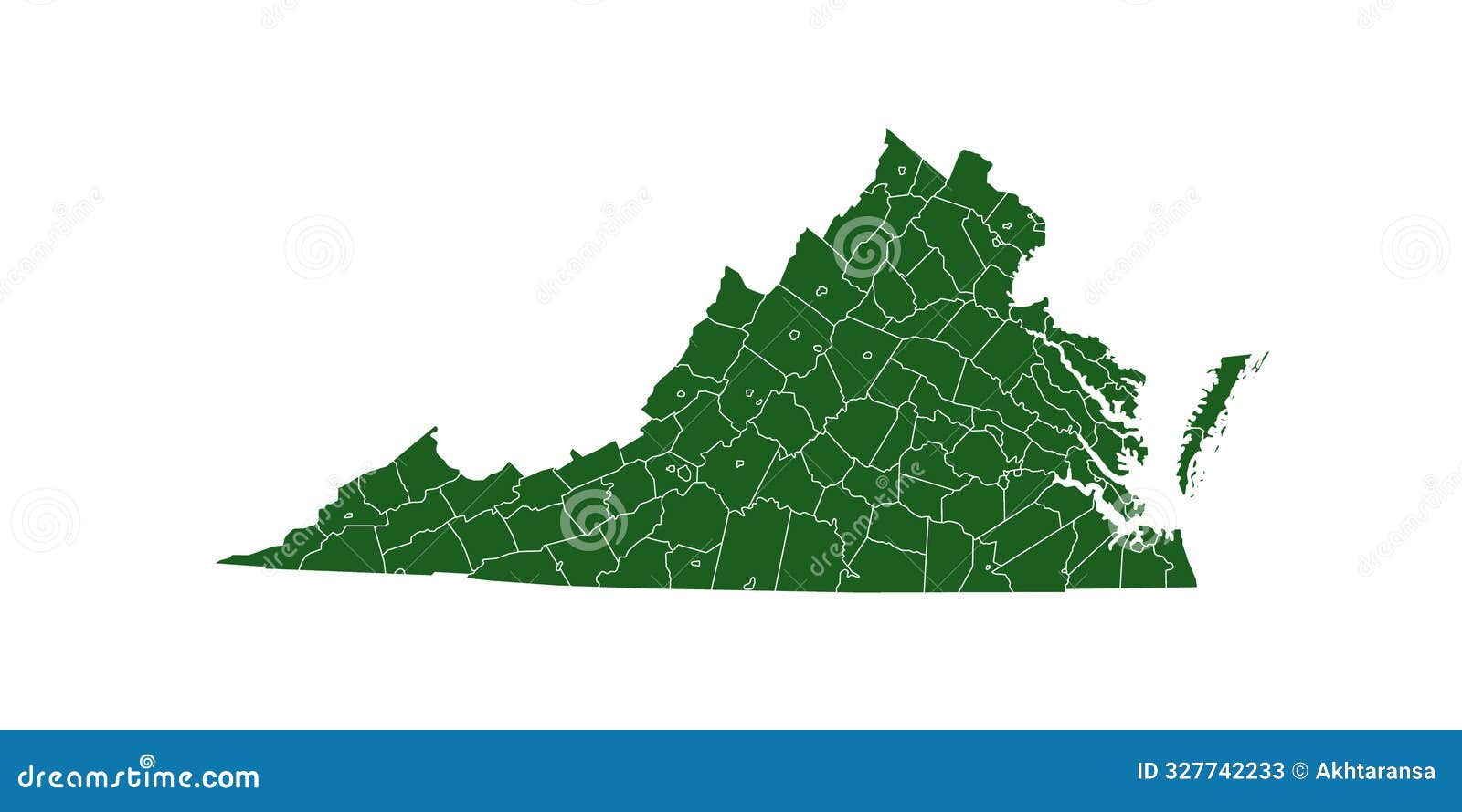 Virginia Administrative Map. Counties Map Of Virginia With Color, Blank ...