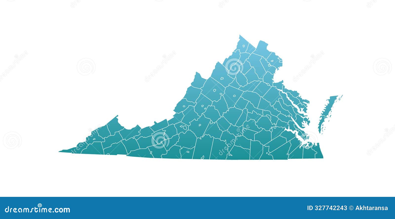 Virginia Administrative Map. Counties Map Of Virginia With Color, Blank ...