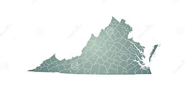 Virginia Administrative Map. Counties Map of Virginia with Color, Blank ...