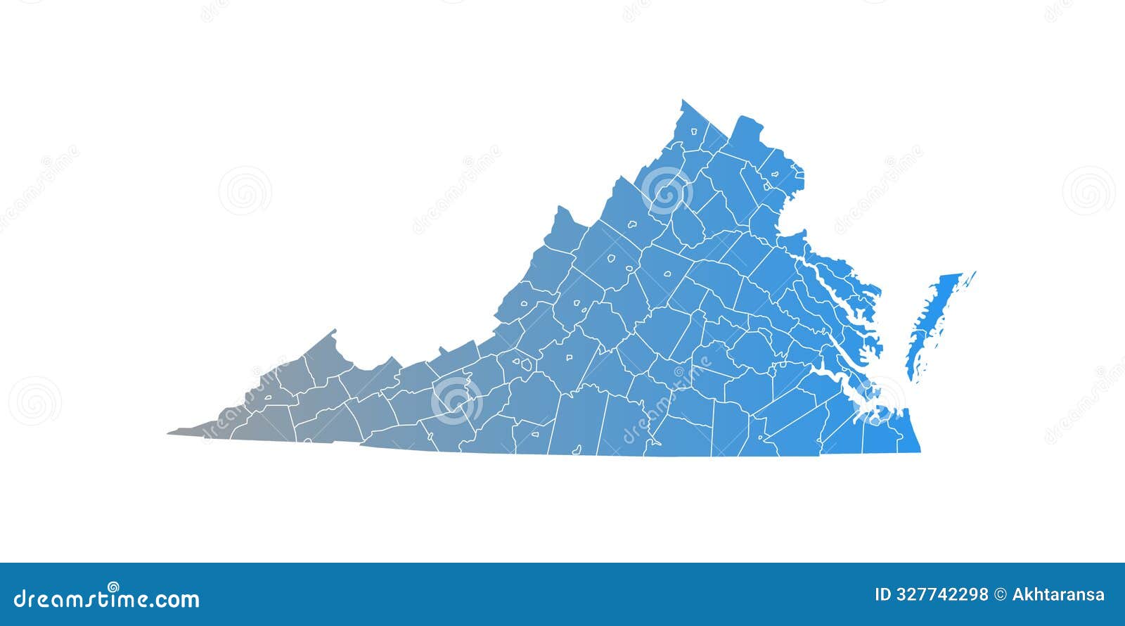 Virginia Administrative Map. Counties Map Of Virginia With Color, Blank ...