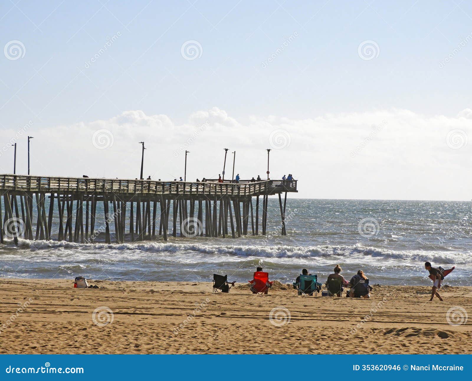 Virginia Beach Coast, Waves and Pier in Summer Editorial Photo - Image ...