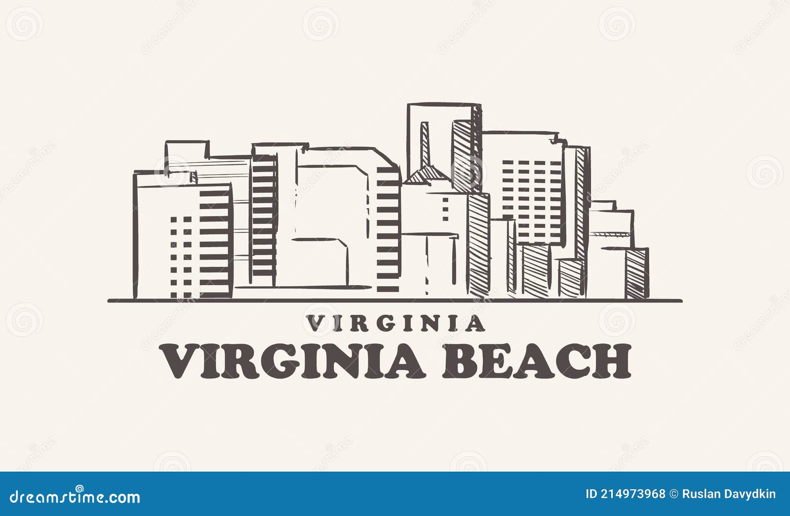 Virginia Beach Skyline Virginia Draw Sketch City Ilustración del Vector ...