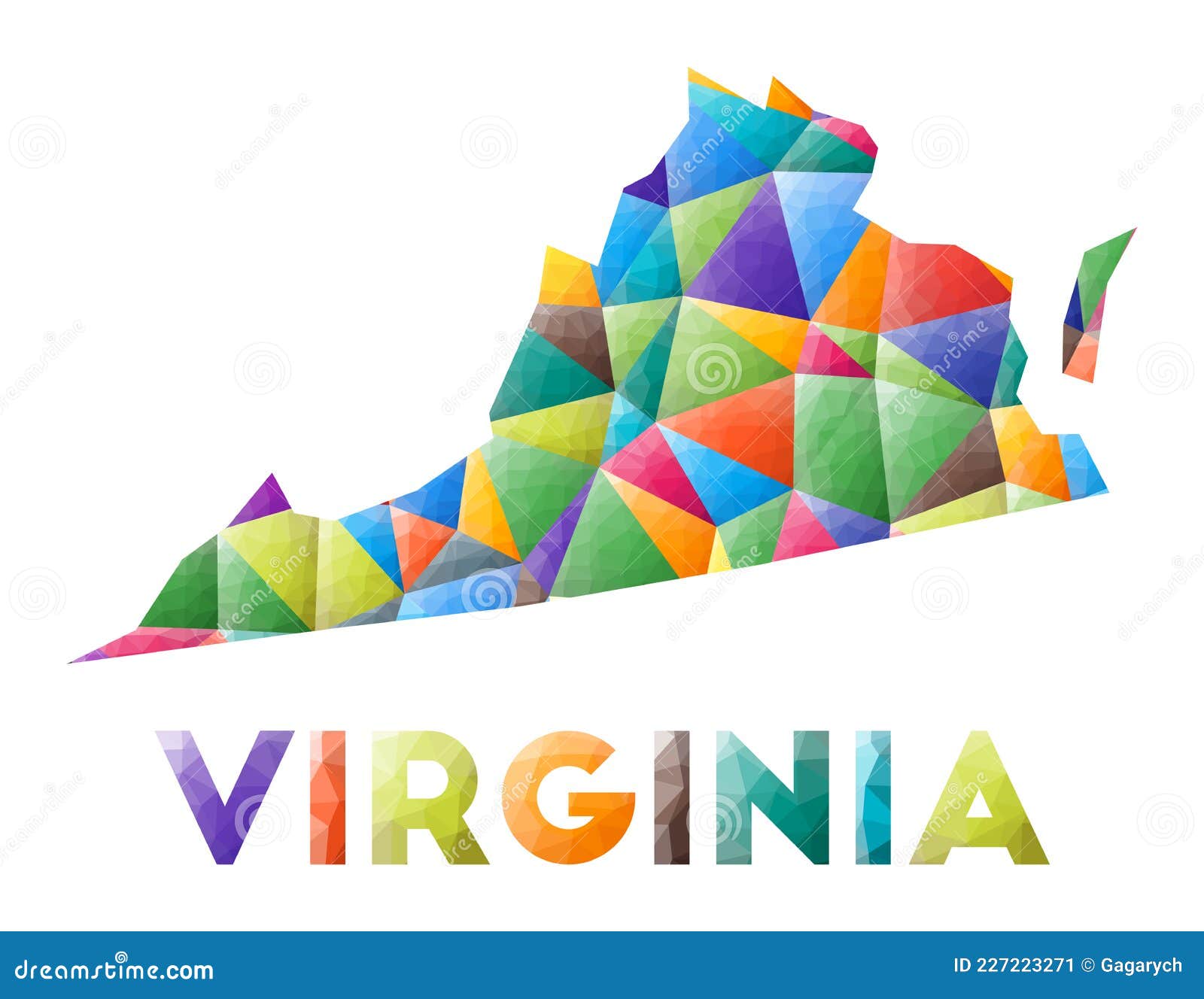 Virginia - Colorful Low Poly Us State Shape. Stock Vector ...
