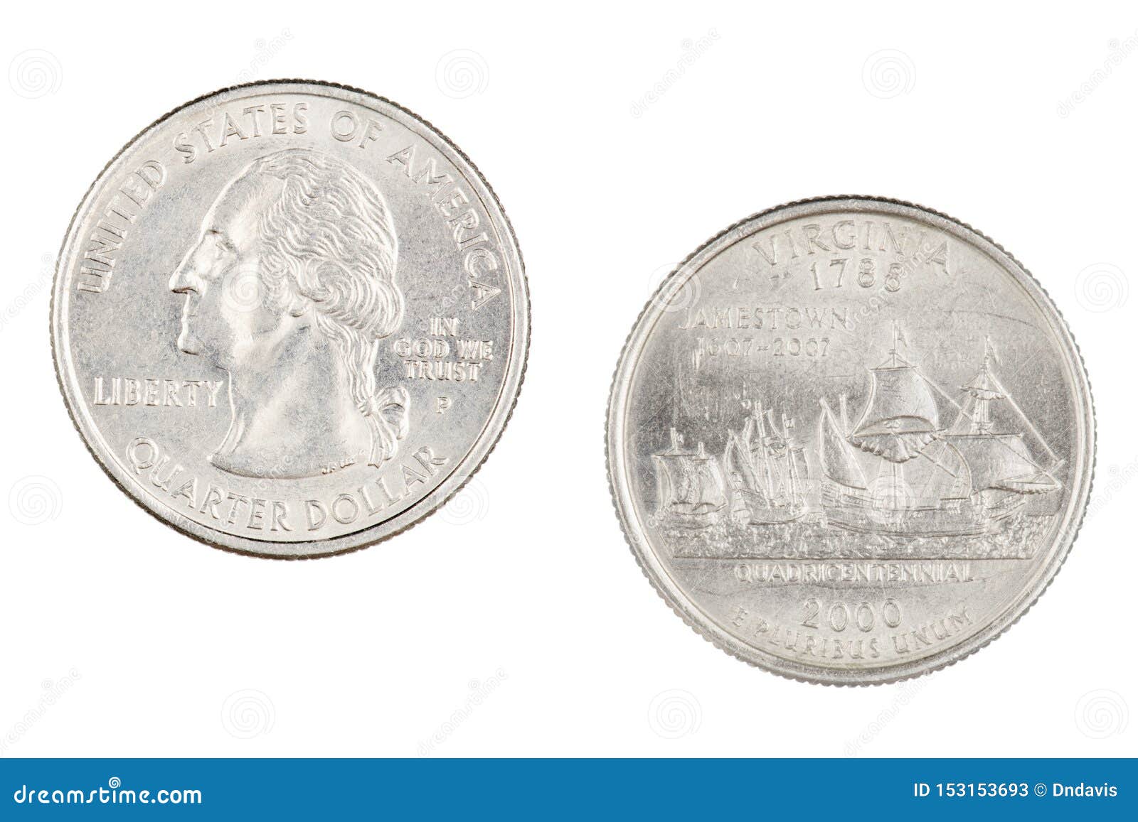 Virginia 2000d State Commemorative Quarter Isolated on a White ...
