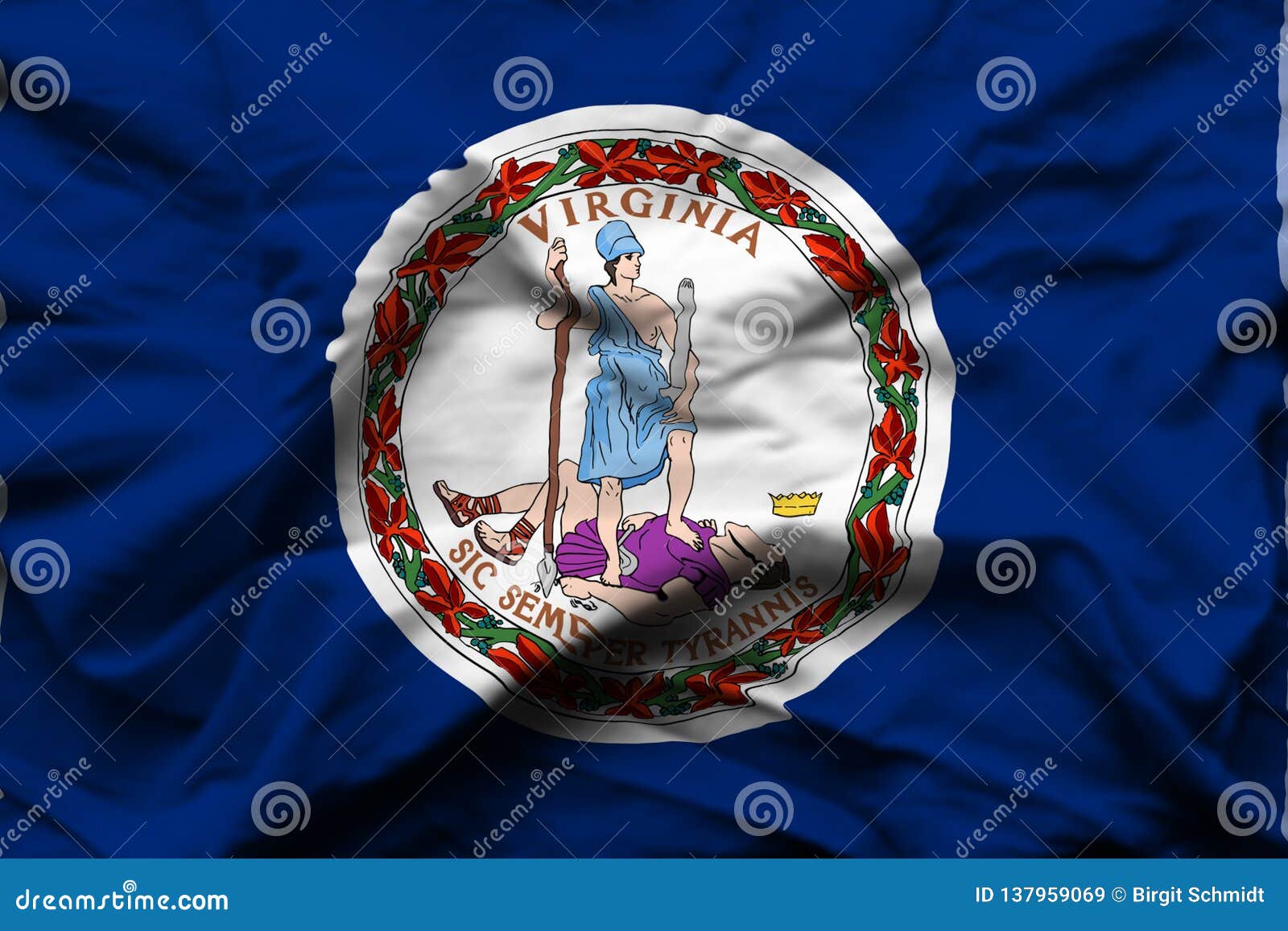 Virginia Realistic Flag Illustration. Stock Illustration - Illustration ...