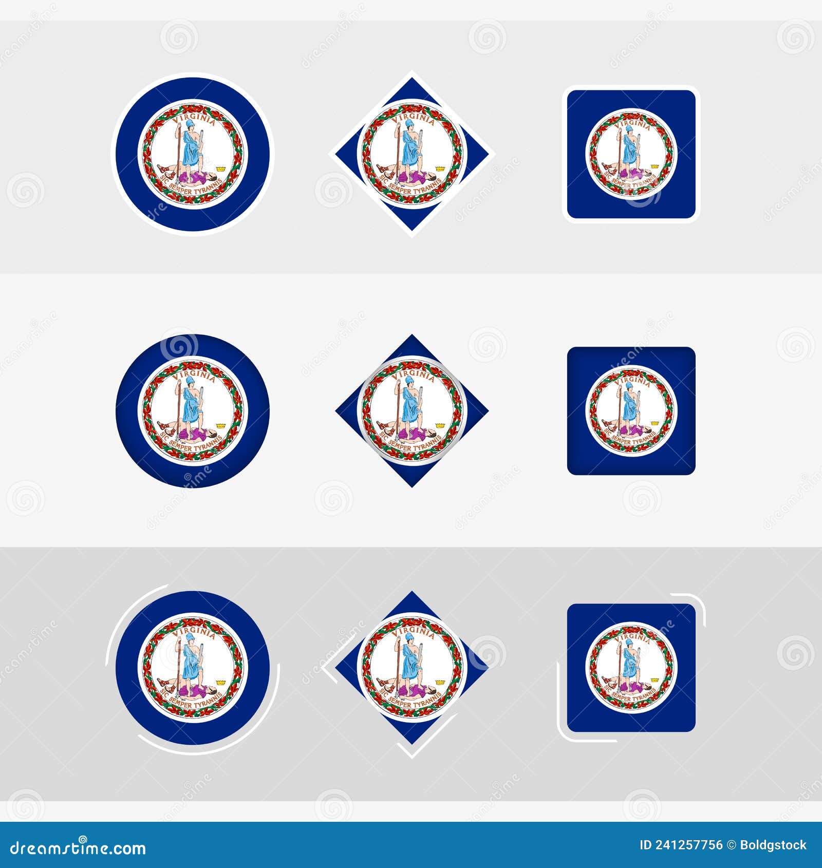 Virginia Flag Icons Set, Vector Flag of Virginia Stock Vector ...