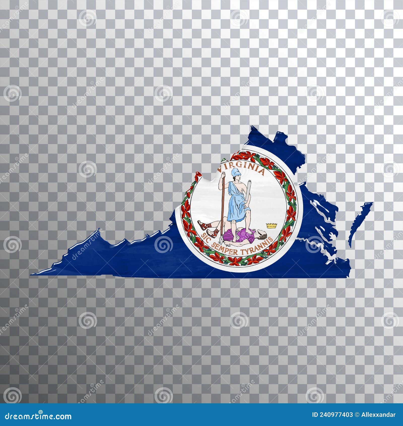 Virginia Flag and Map, Transparent Background Stock Illustration ...