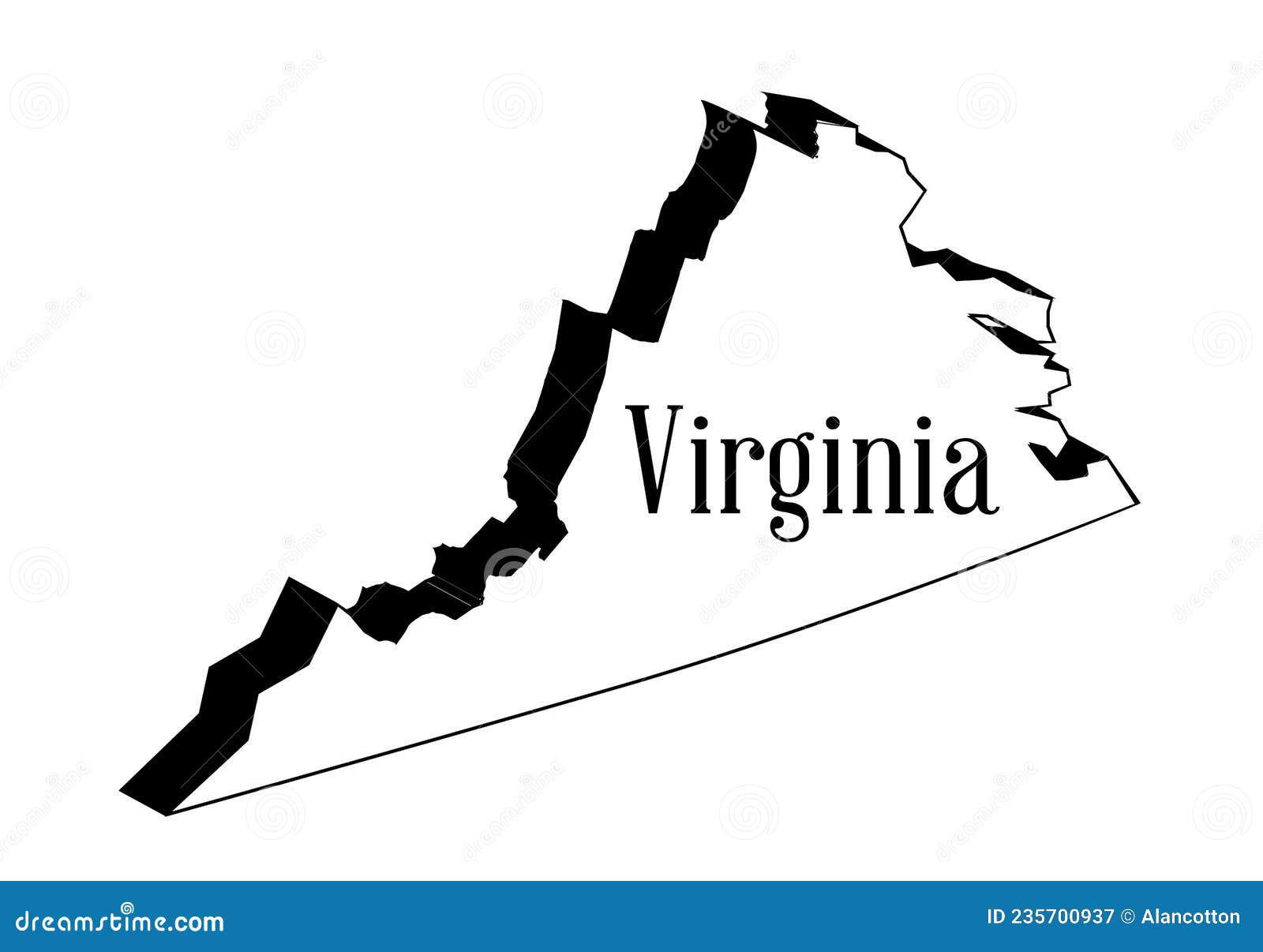 Virginia Map Silhouette in 3D Stock Vector - Illustration of outline ...
