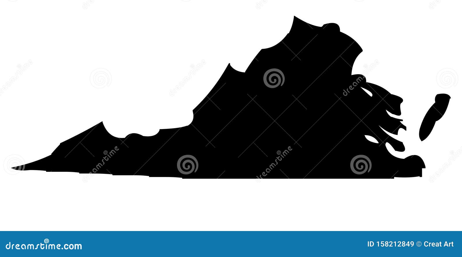 Virginia Map Silhouette Vector Illustartion Stock Vector - Illustration ...