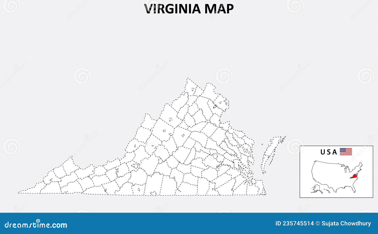 Virginia Map. State and District Map of Virginia Stock Vector ...