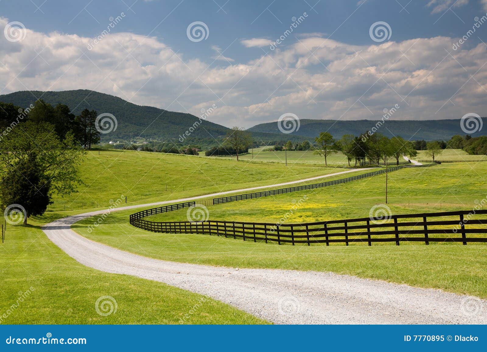 Virginia Ranch Road and Fence Stock Image - Image of virginia, fence ...