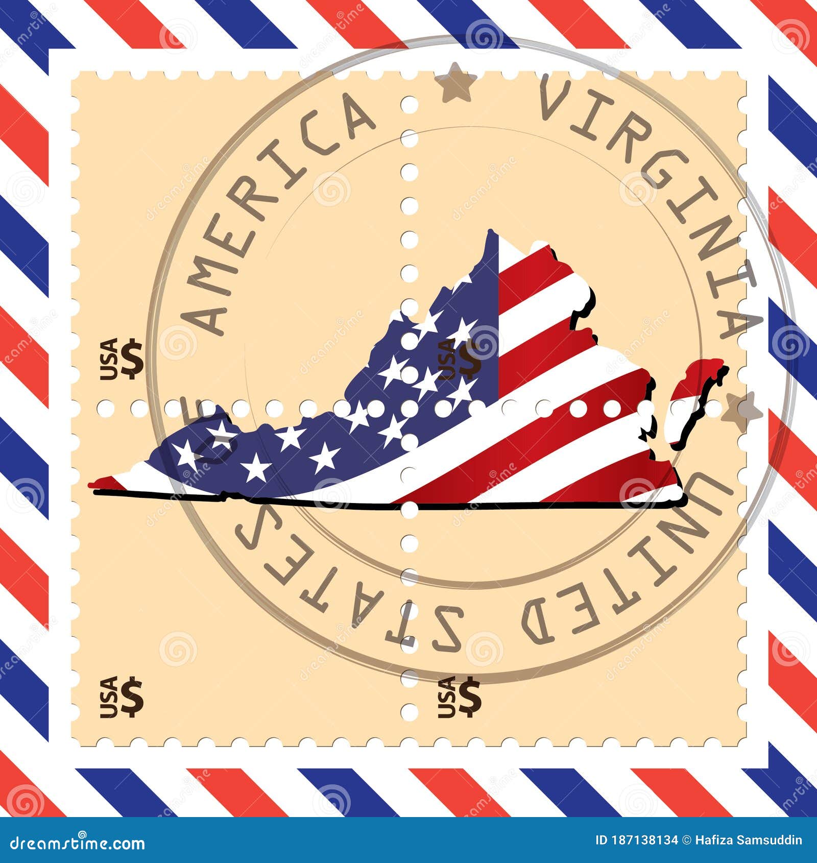 Virginia Stamp. Vector Illustration Decorative Design Stock Vector ...