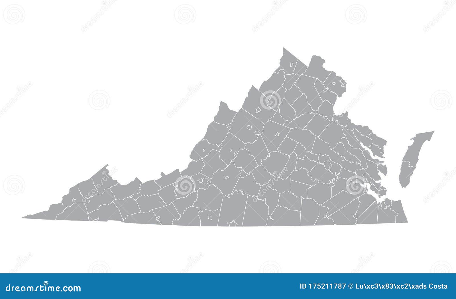 Virginia State Counties Map Stock Illustration - Illustration of ...