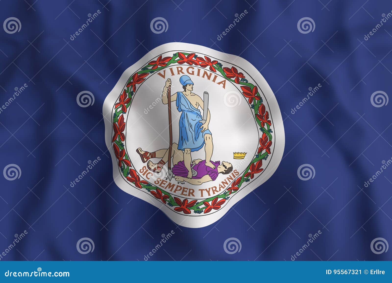 Virginia State flag stock illustration. Illustration of richmond - 95567321