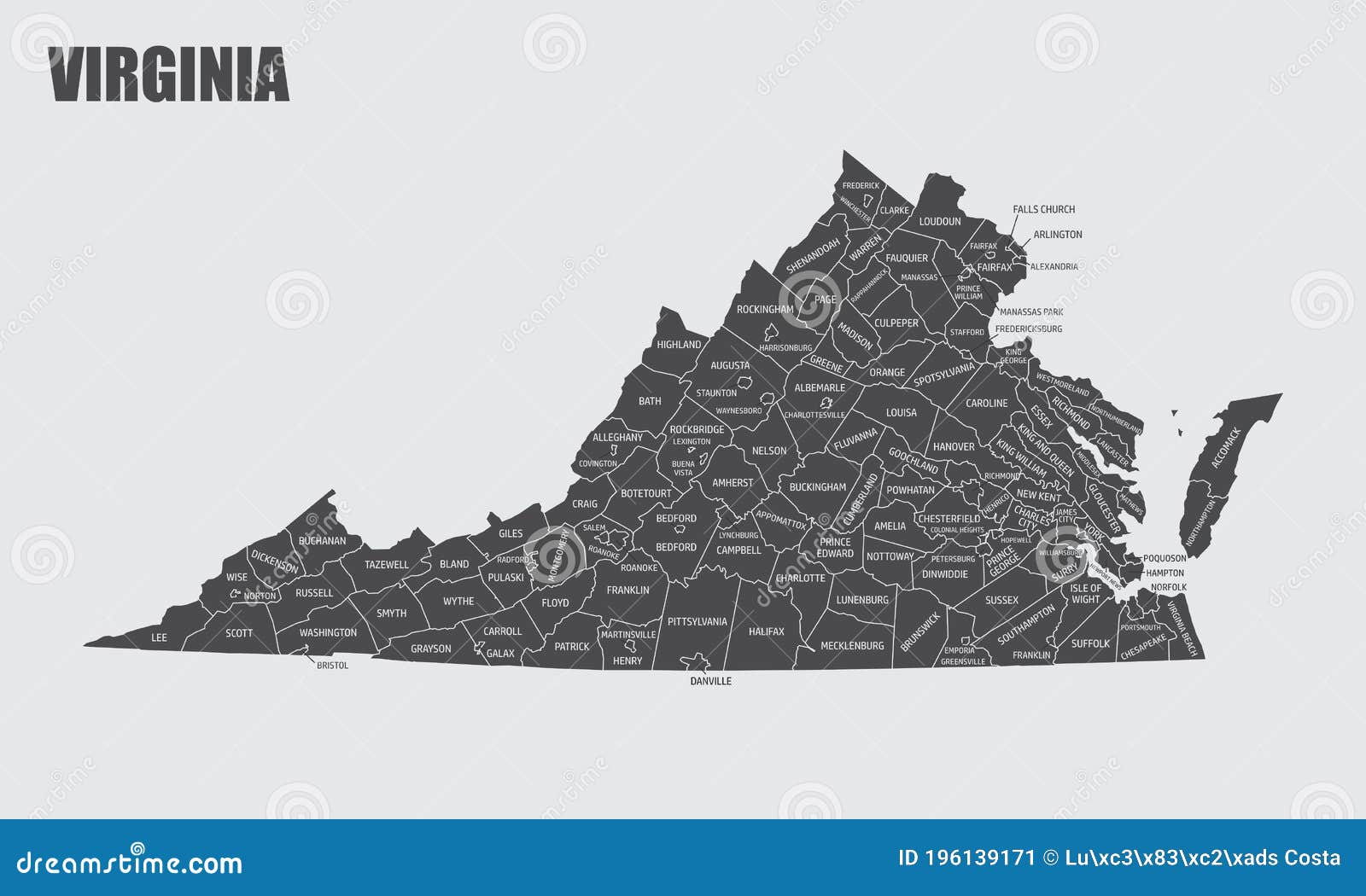 Virginia counties map stock illustration. Illustration of abstract ...