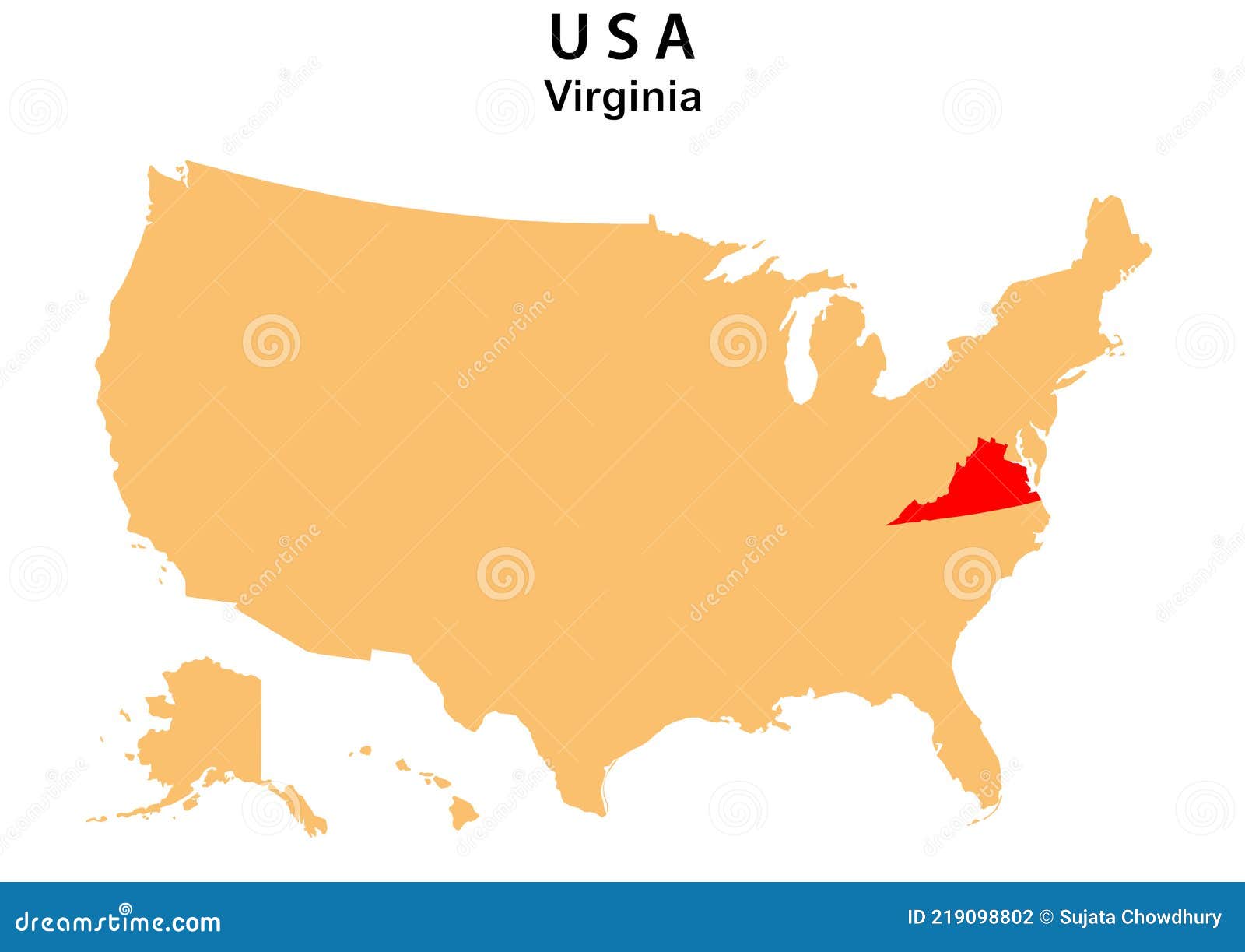 Virginia State Map Highlighted on USA Map. Virginia Map on United State ...