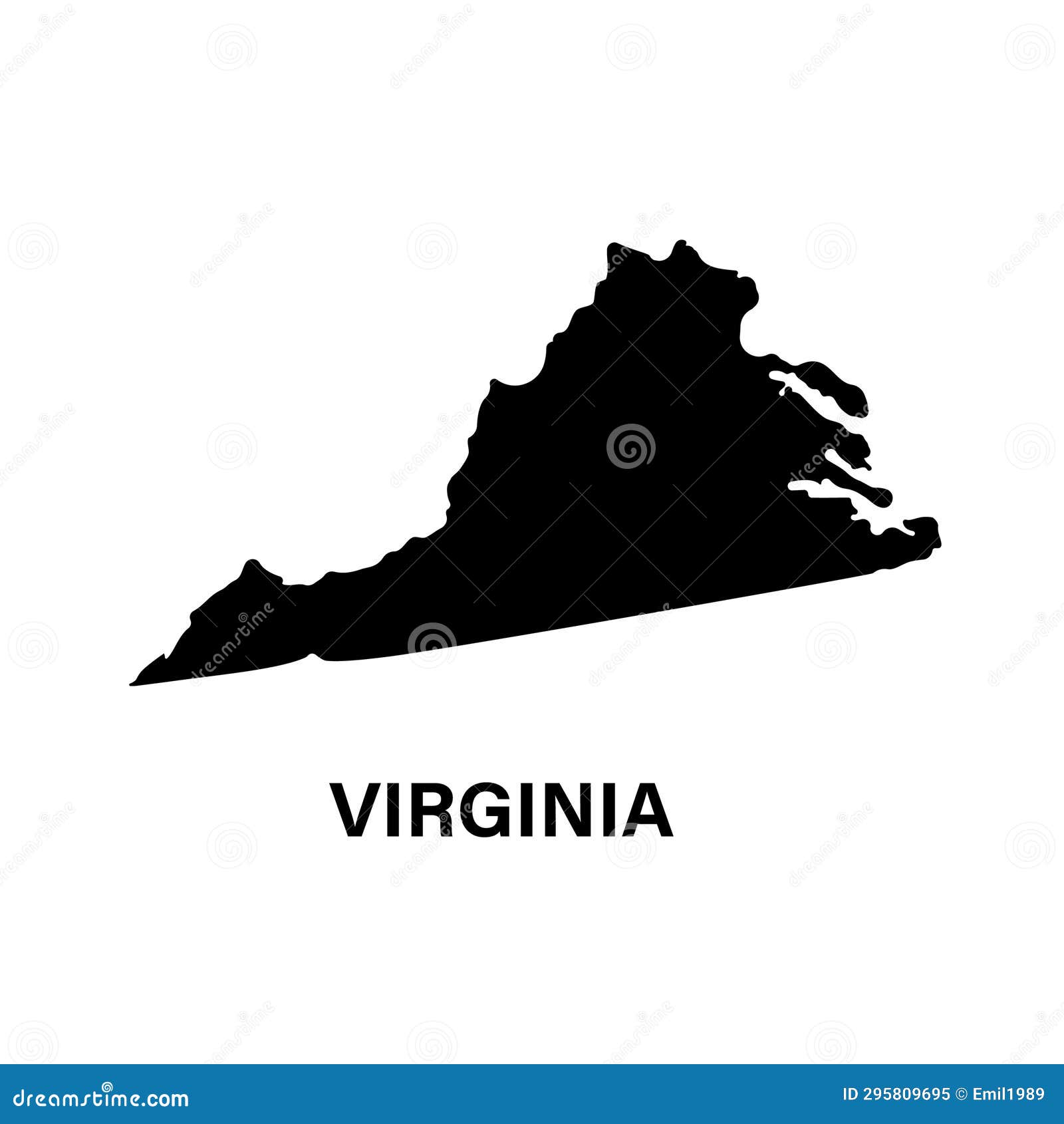 Virginia State Map Silhouette Icon. Stock Illustration - Illustration ...