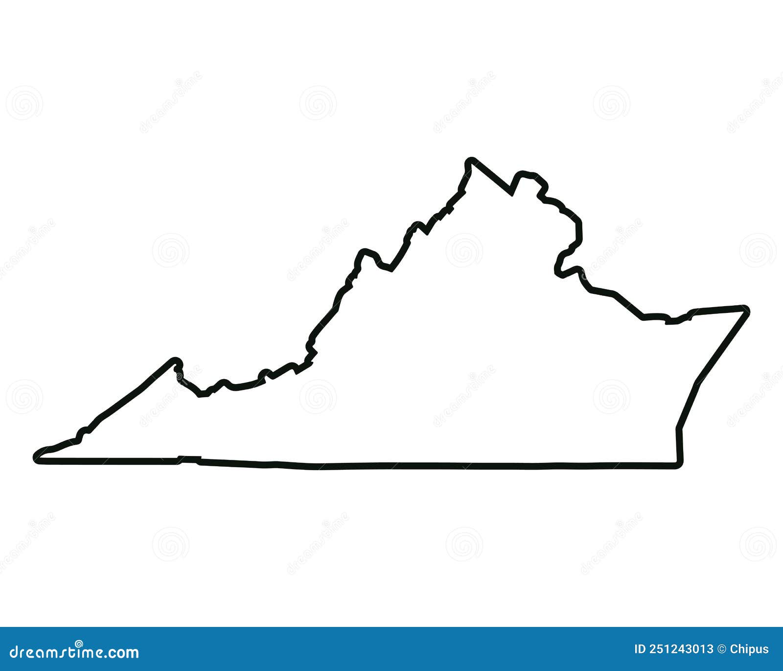 US State Map. Virginia Outline Symbol Stock Vector - Illustration of ...