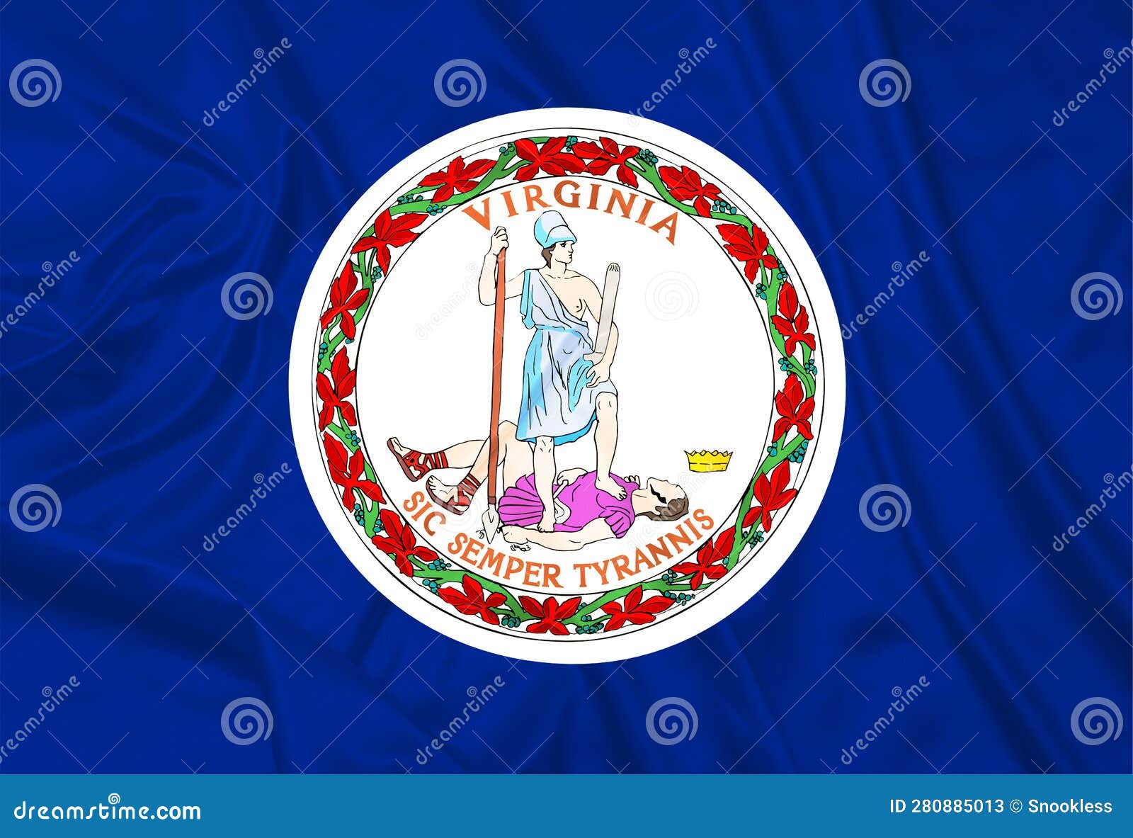 Virginia state silk flag stock illustration. Illustration of fabric ...