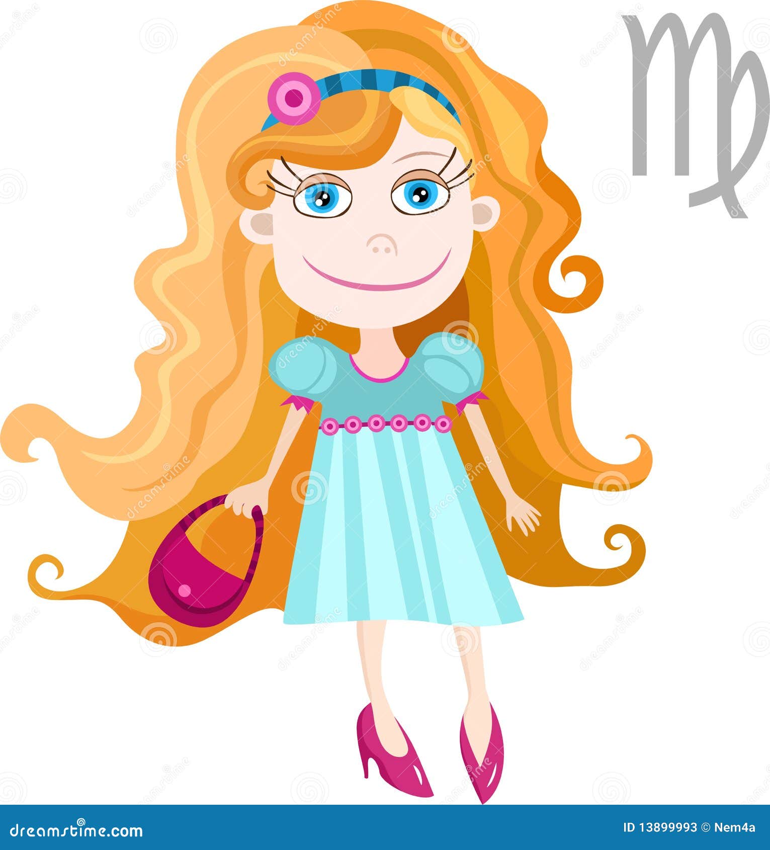 Cute Virgo With Golden Stars Illustration On White Background Zodiac ...