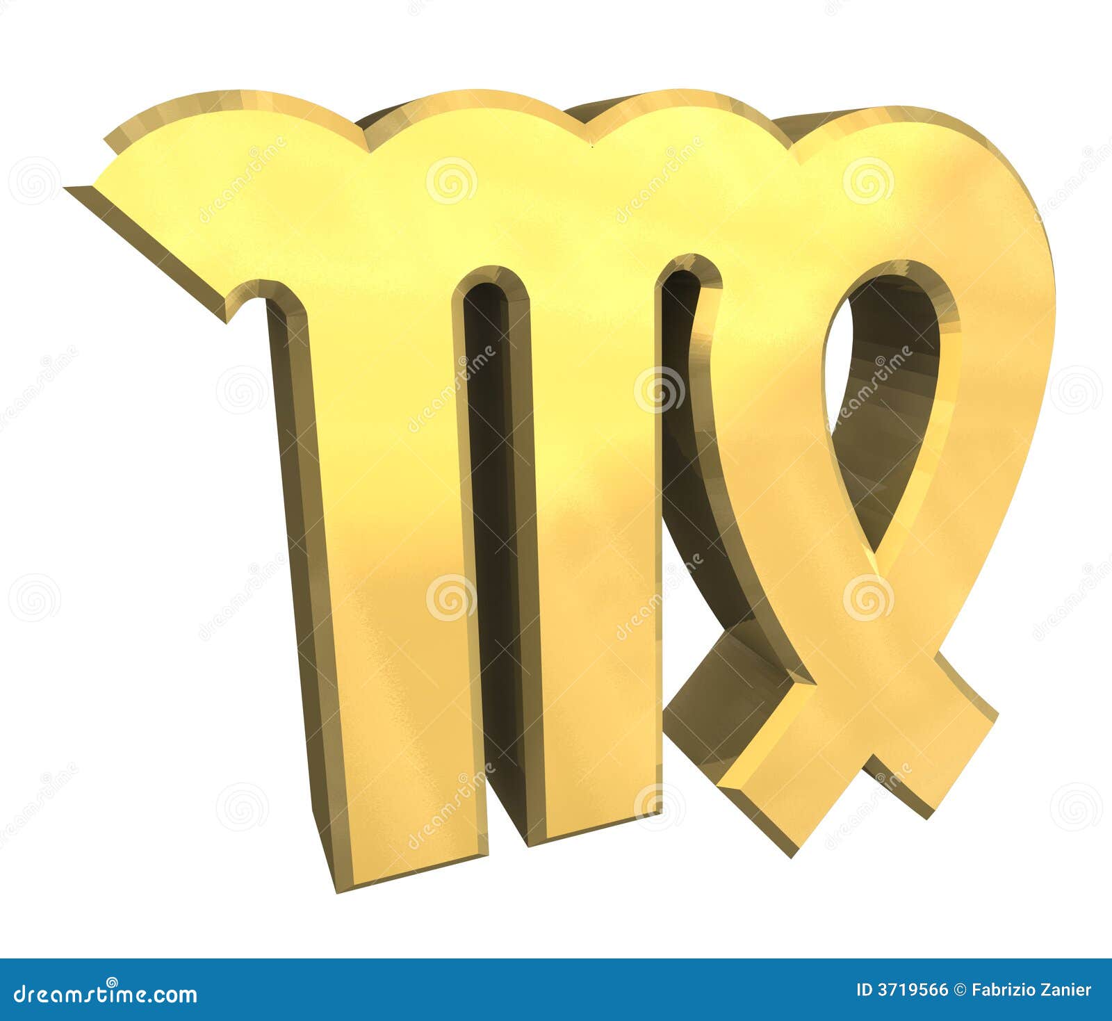 Virgo Astrology Symbol in Gold (3d) Stock Illustration - Illustration ...