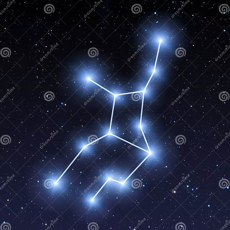 Virgo Constellation Map in Starry Sky Stock Illustration - Illustration ...