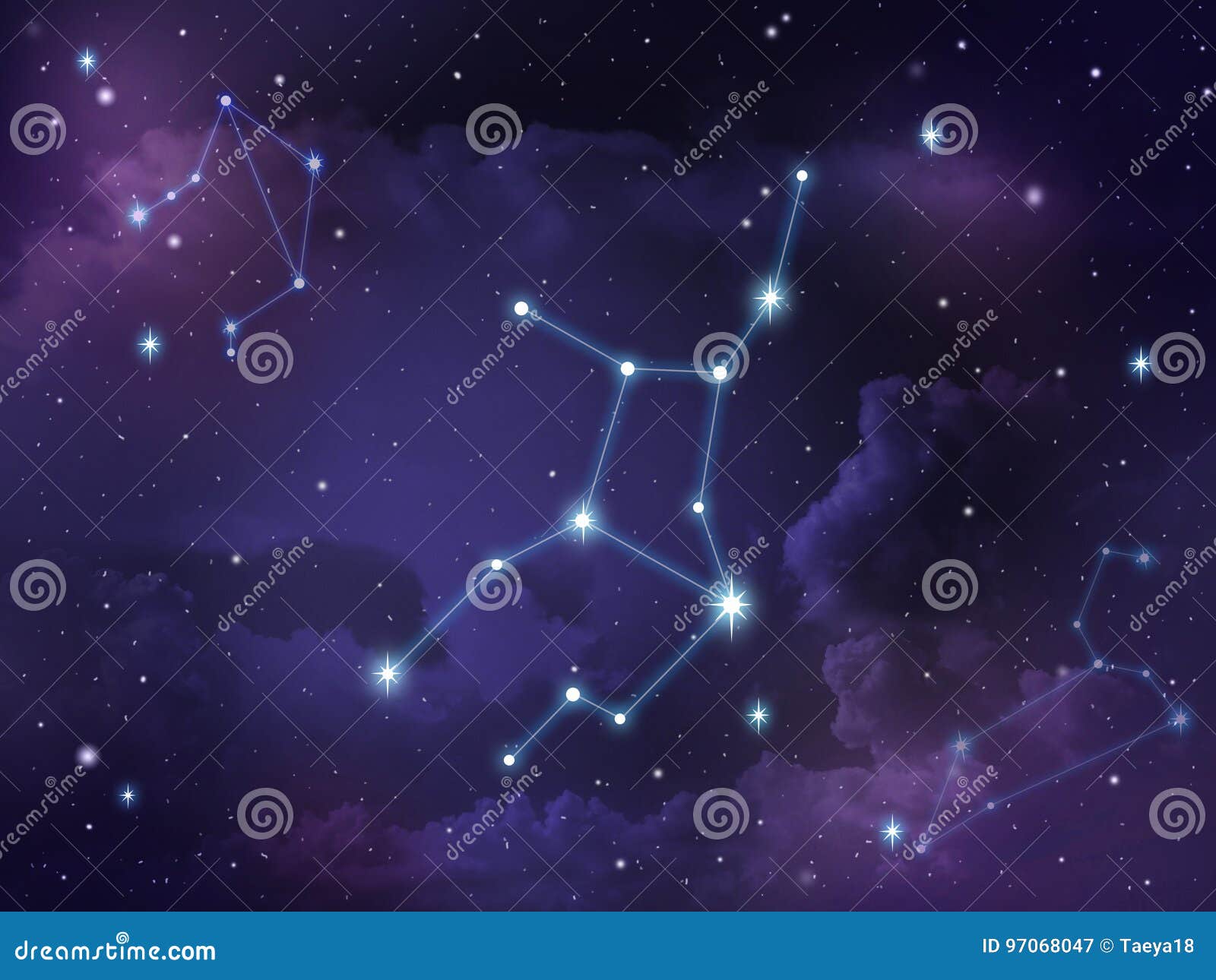 Virgo Zodiac Sign. Abstract Night Sky Background. Virgo Icon On Blue ...