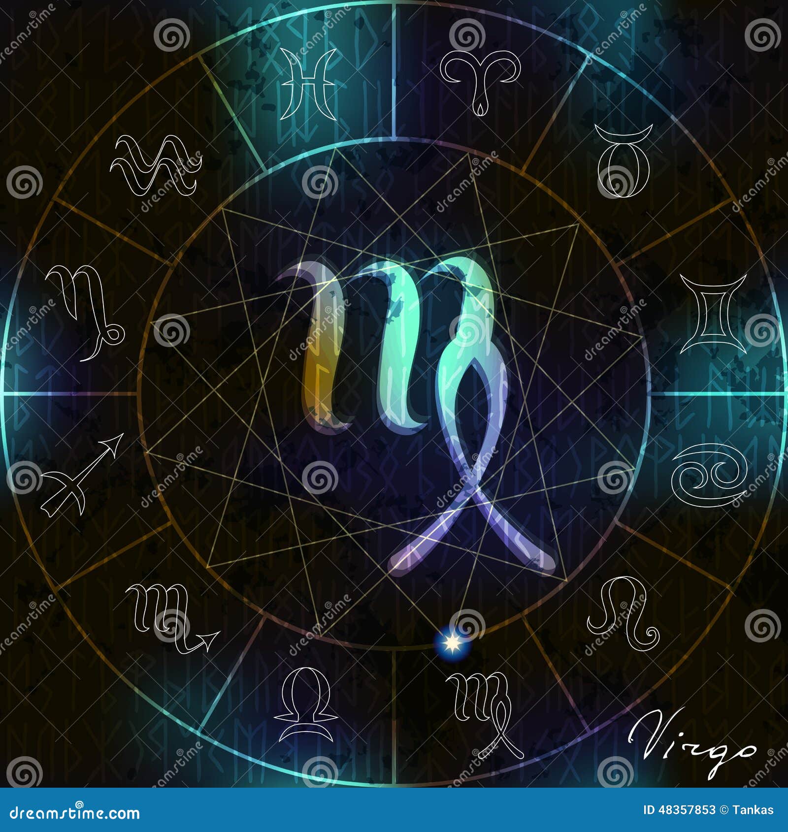 Virgo Symbol of Astrological Stock Vector - Illustration of fortune ...