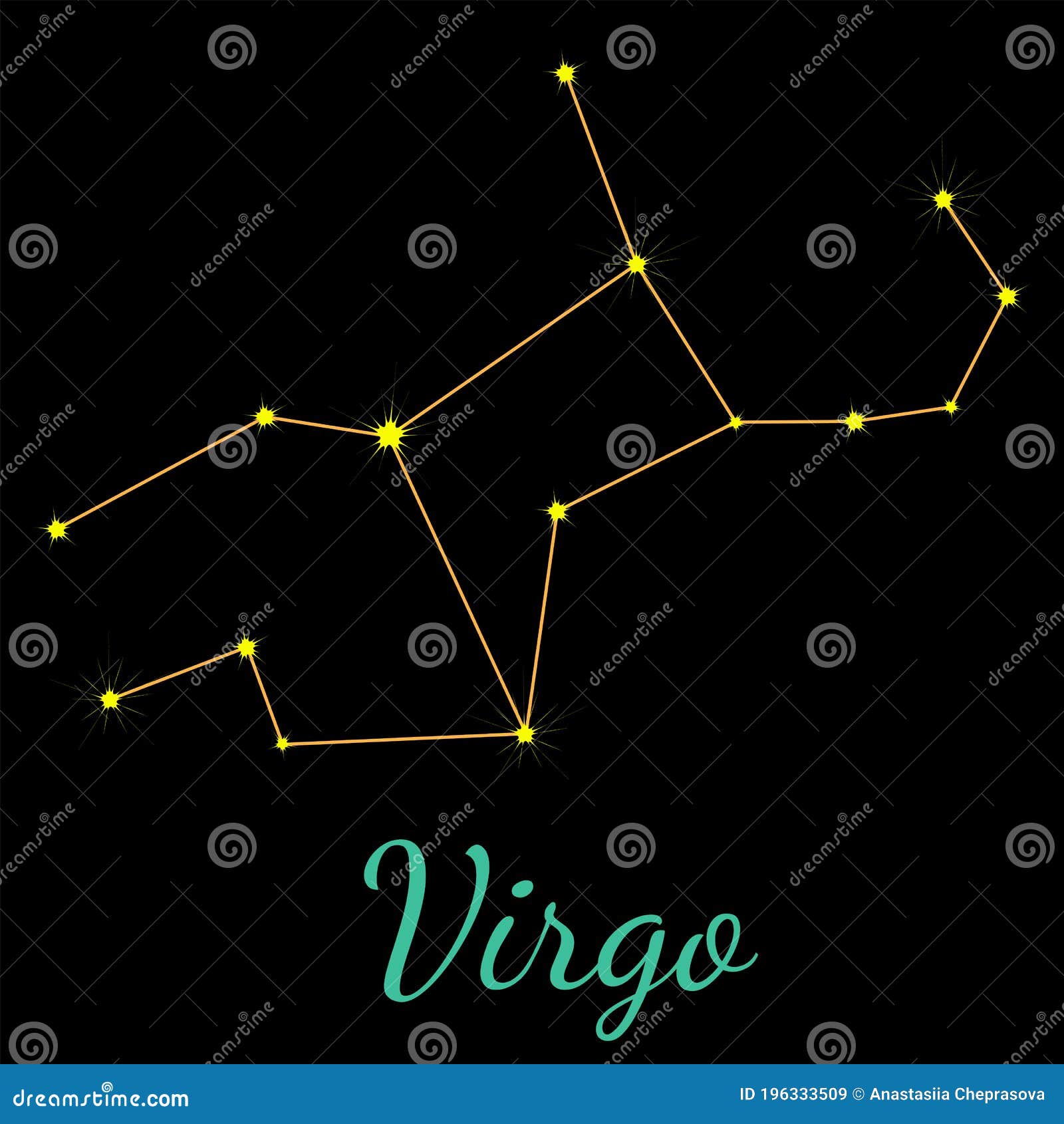 Virgo Vector Constellation with Stars and Name Stock Vector ...