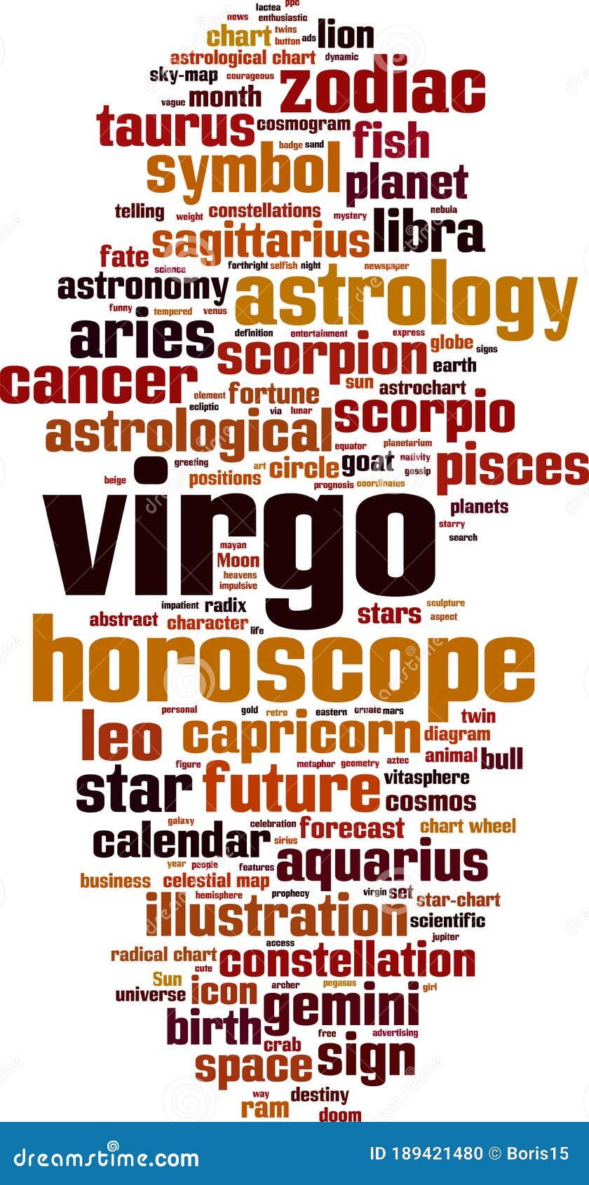 Virgo word cloud stock vector. Illustration of fortune - 189421480