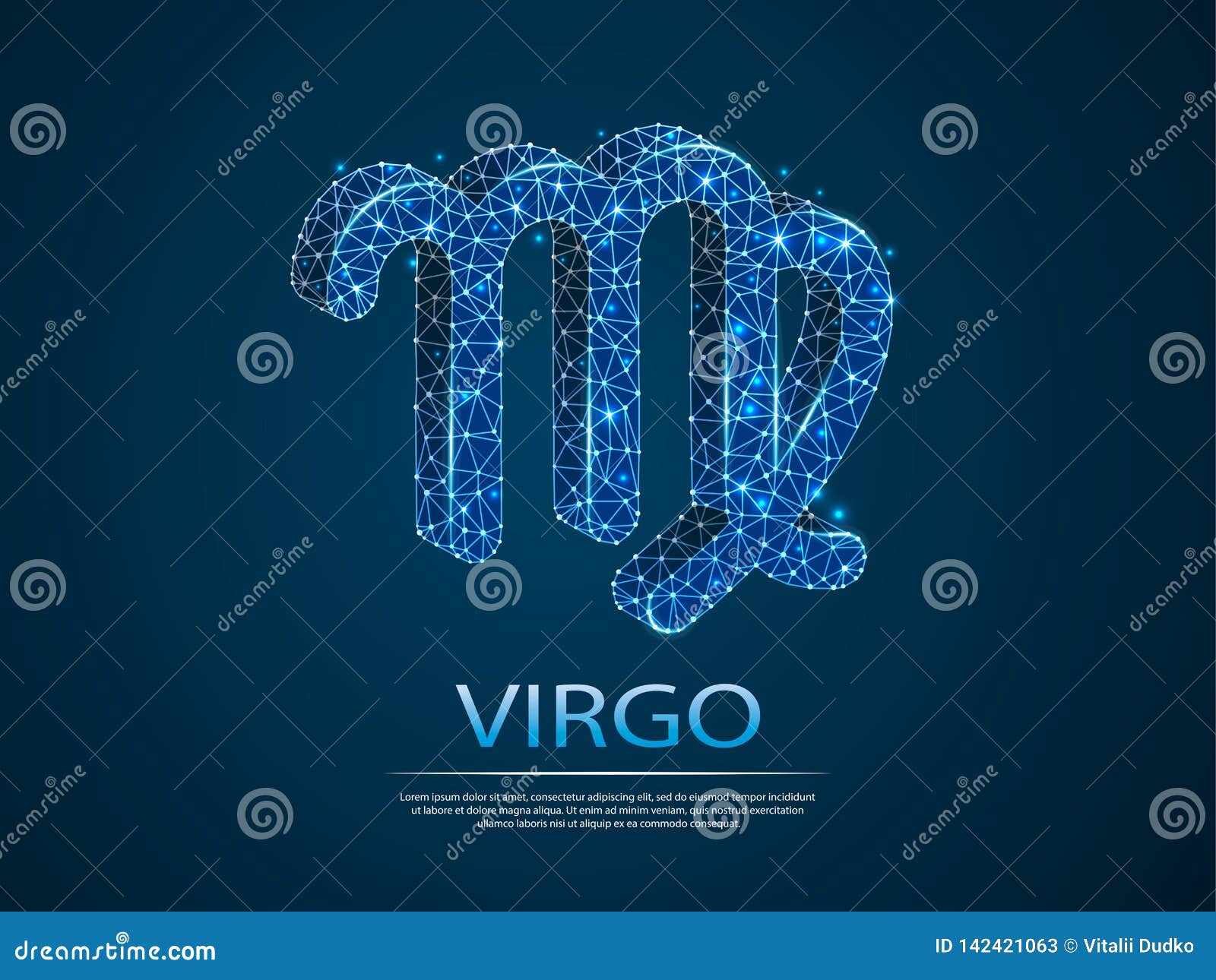 Virgo Zodiac 3D Low Poly Abstract Illustration . Vector Digit Wireframe ...